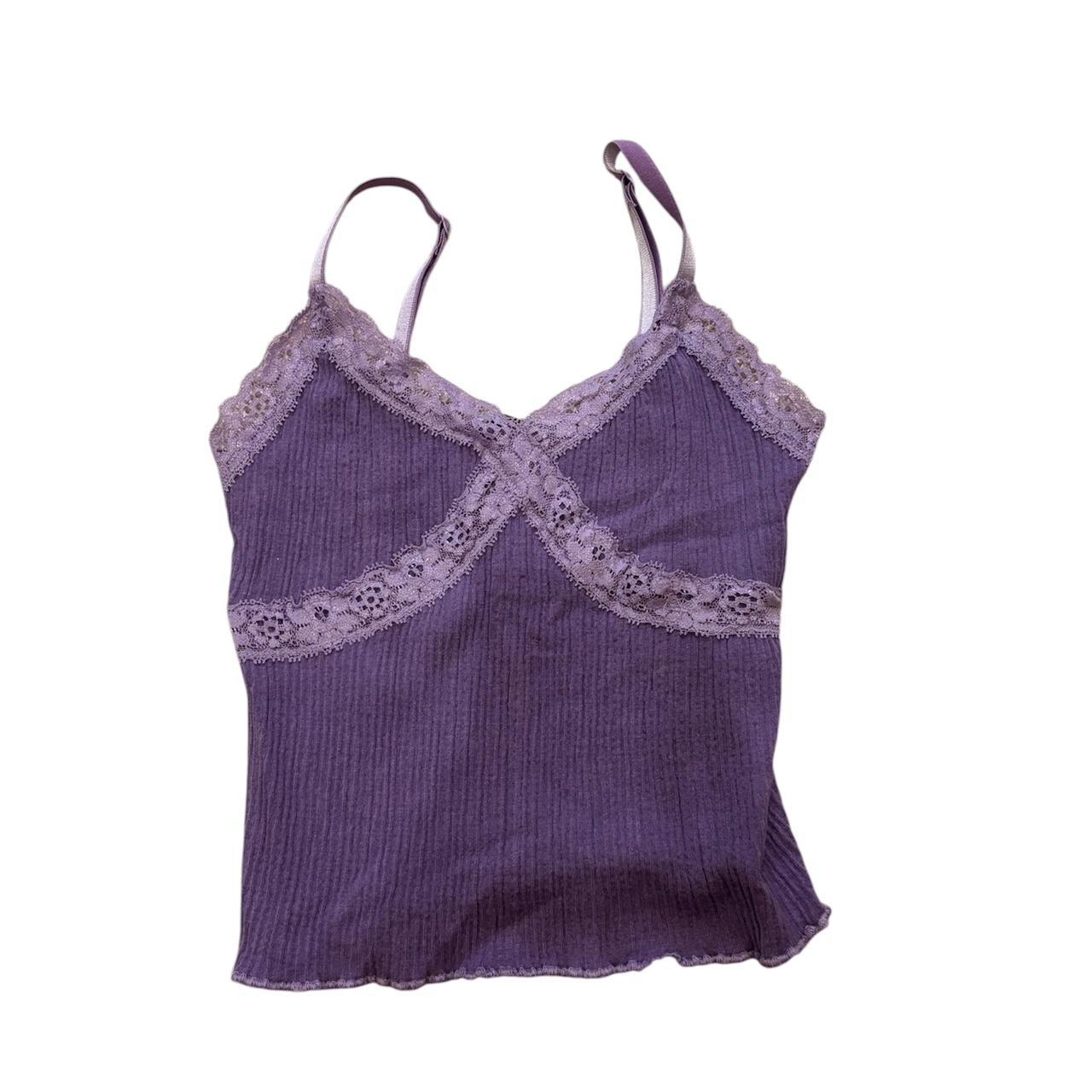 Urban outfitters two toned purple lace tank top Size... | Depop
