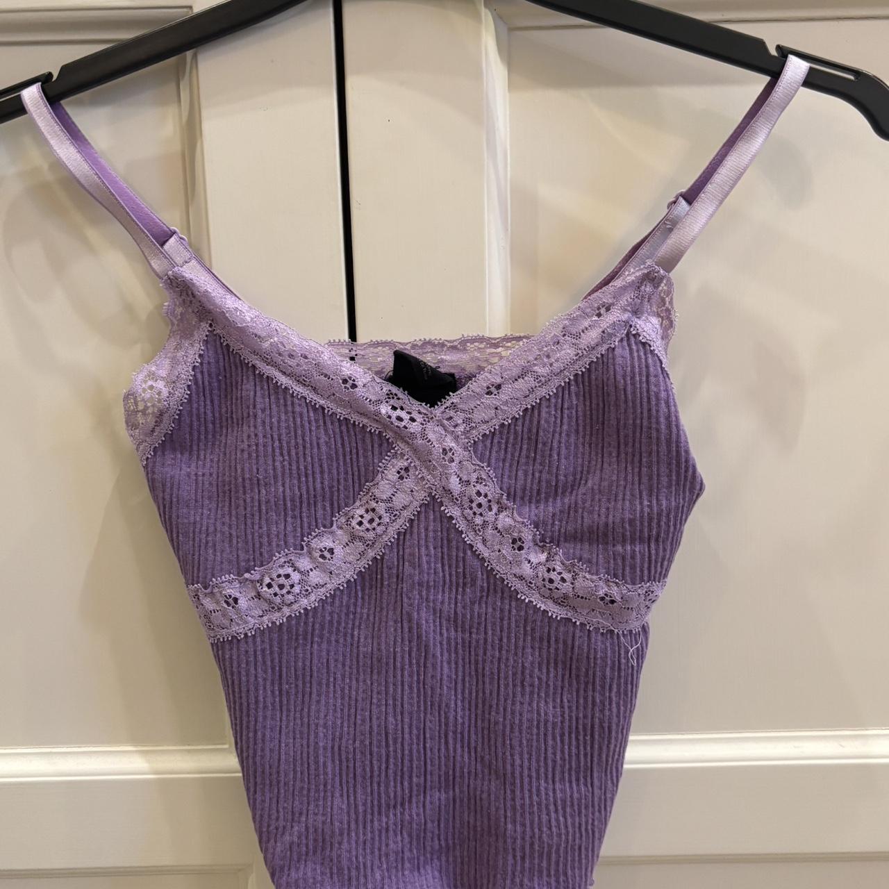 Urban outfitters two toned purple lace tank top Size... | Depop