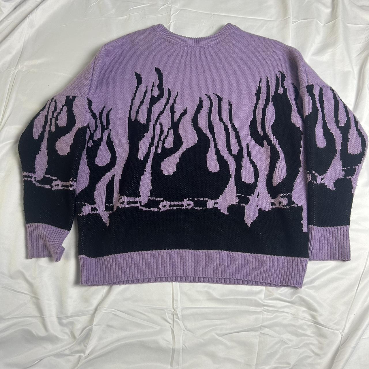 Purple black flame sweater Medium - Depop
