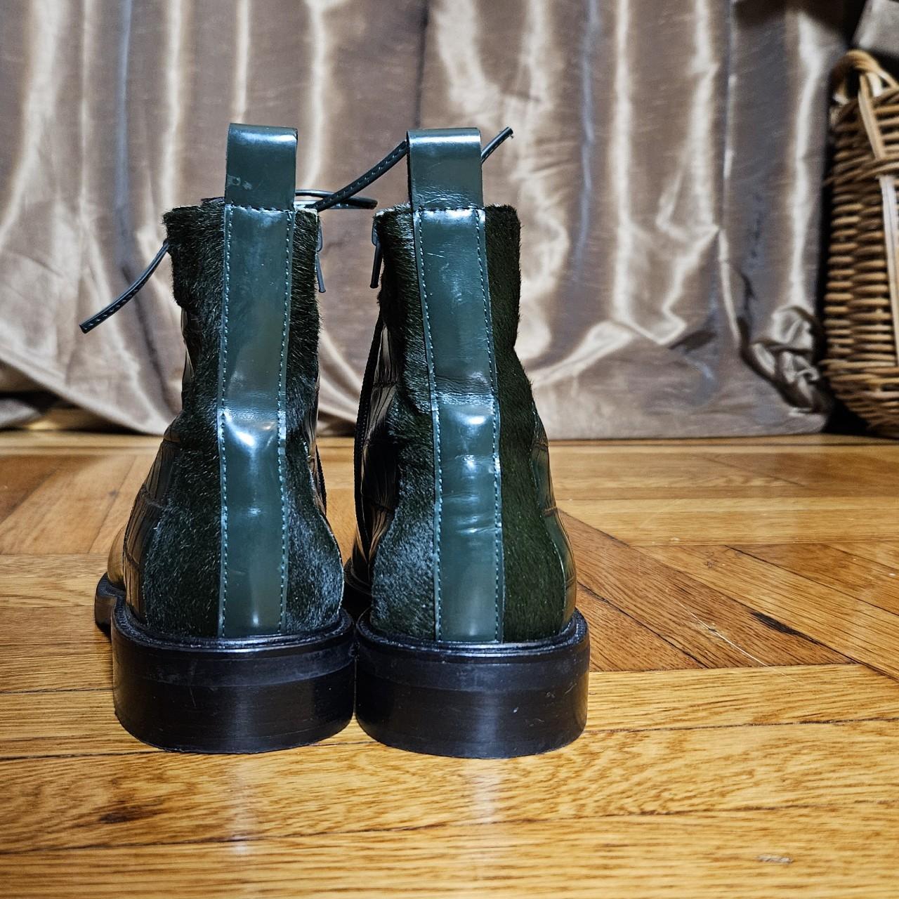 Jeffrey Campbell green croc embossed boots sz:7 Side... | Depop