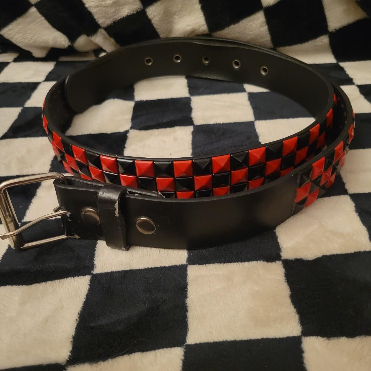 red and black checker belt! super cute studded belt!... - Depop