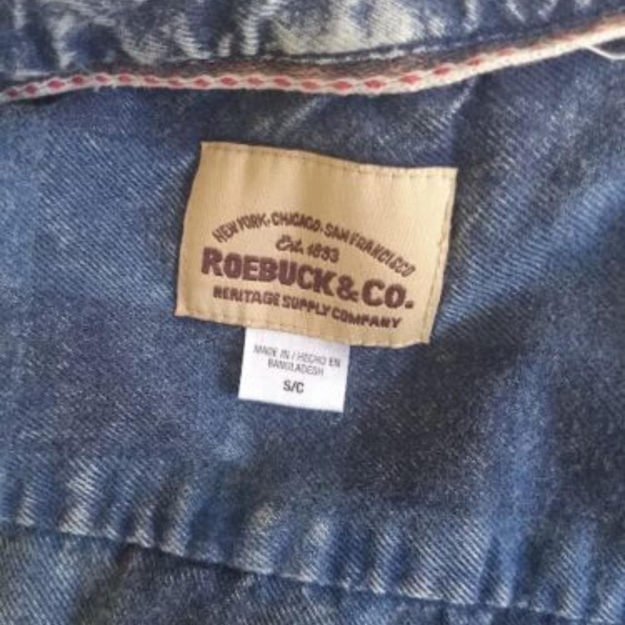 Roebuck & Co Shirt Men's Small Blue Denim Plaid... - Depop