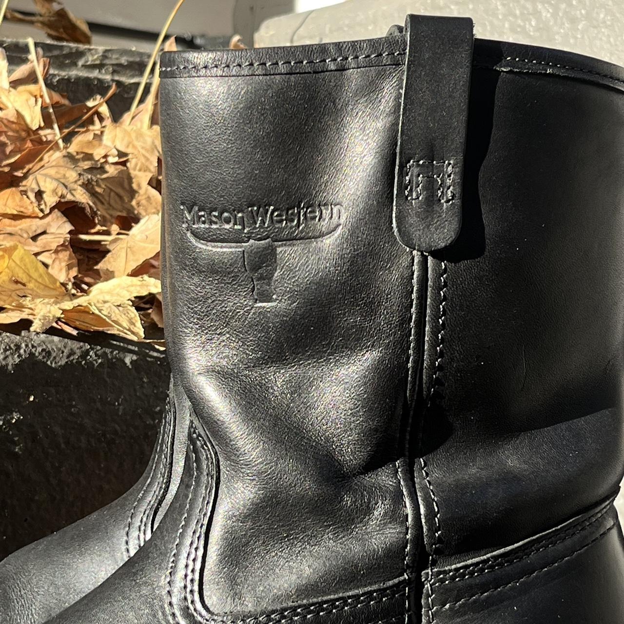 Mason western cowboy boots, all black, round... - Depop