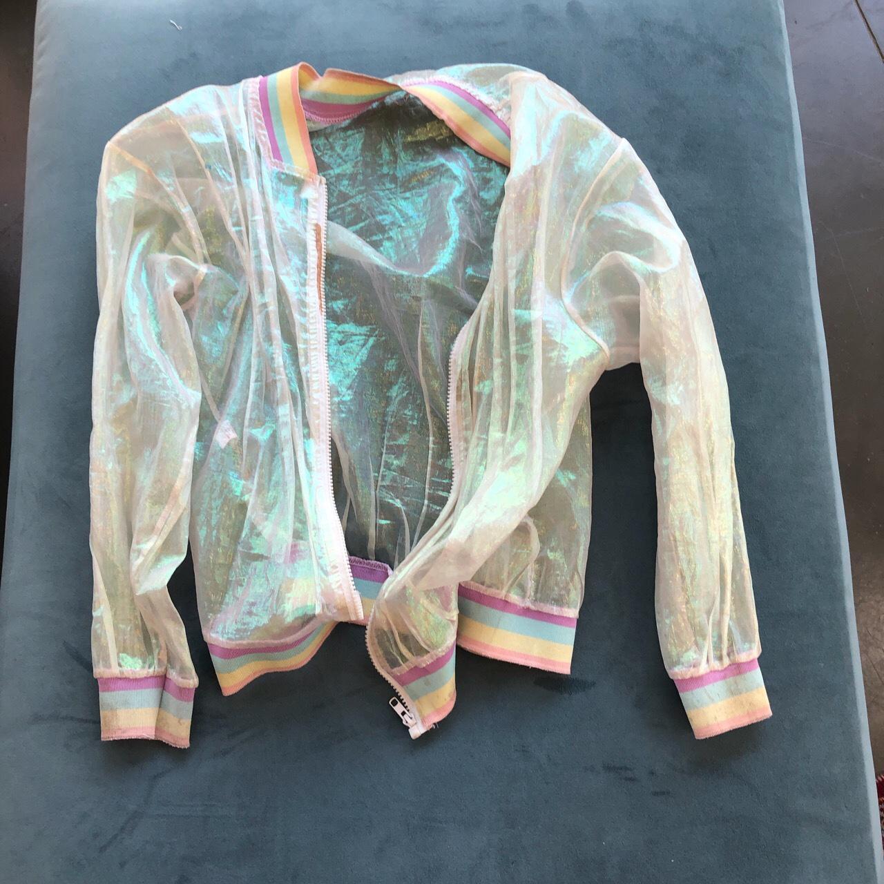 Iridescent rainbow Translucent bomber jacket. Some... - Depop