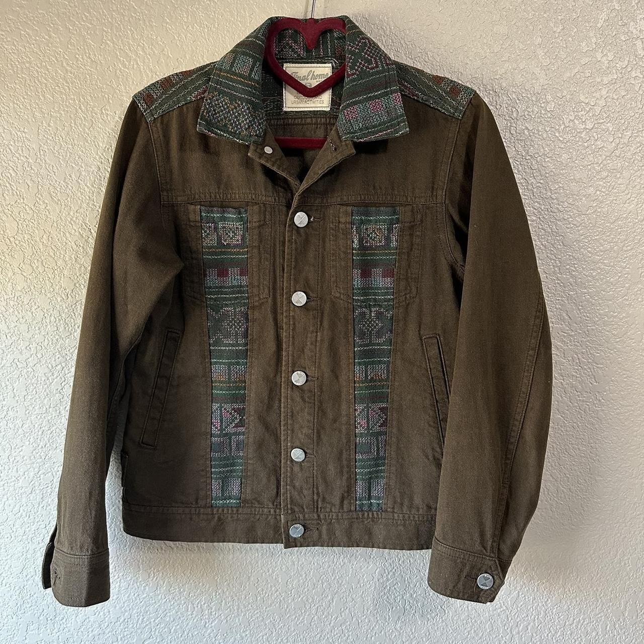 Final Home brown vintage jacket with stitch pattern... - Depop
