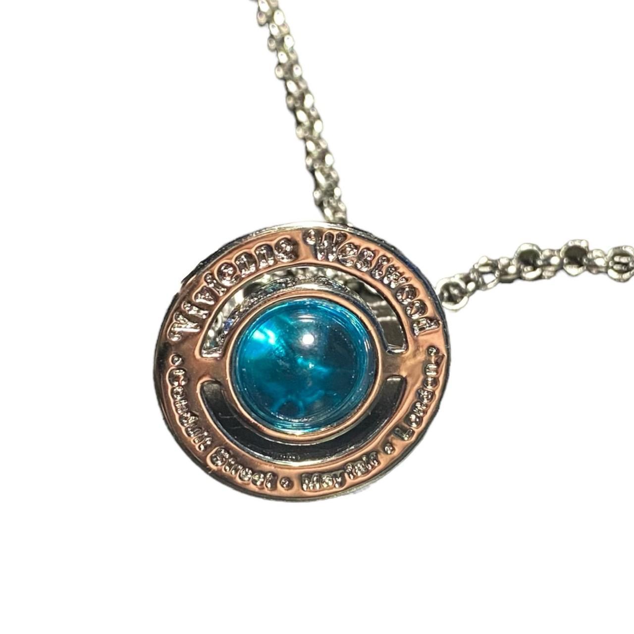 Vivienne Westwood Blue Orb Necklace In Silver With... - Depop Vivienne Westwood Blue Orb Necklace In Silver With... - Depop