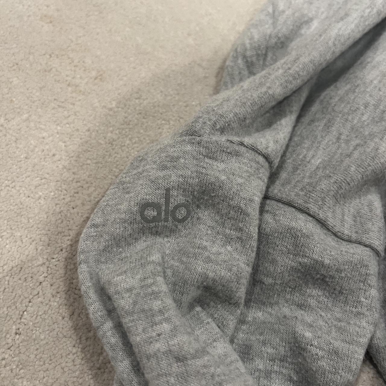 Light grey Alo crewneck, cut along the neckline -... - Depop