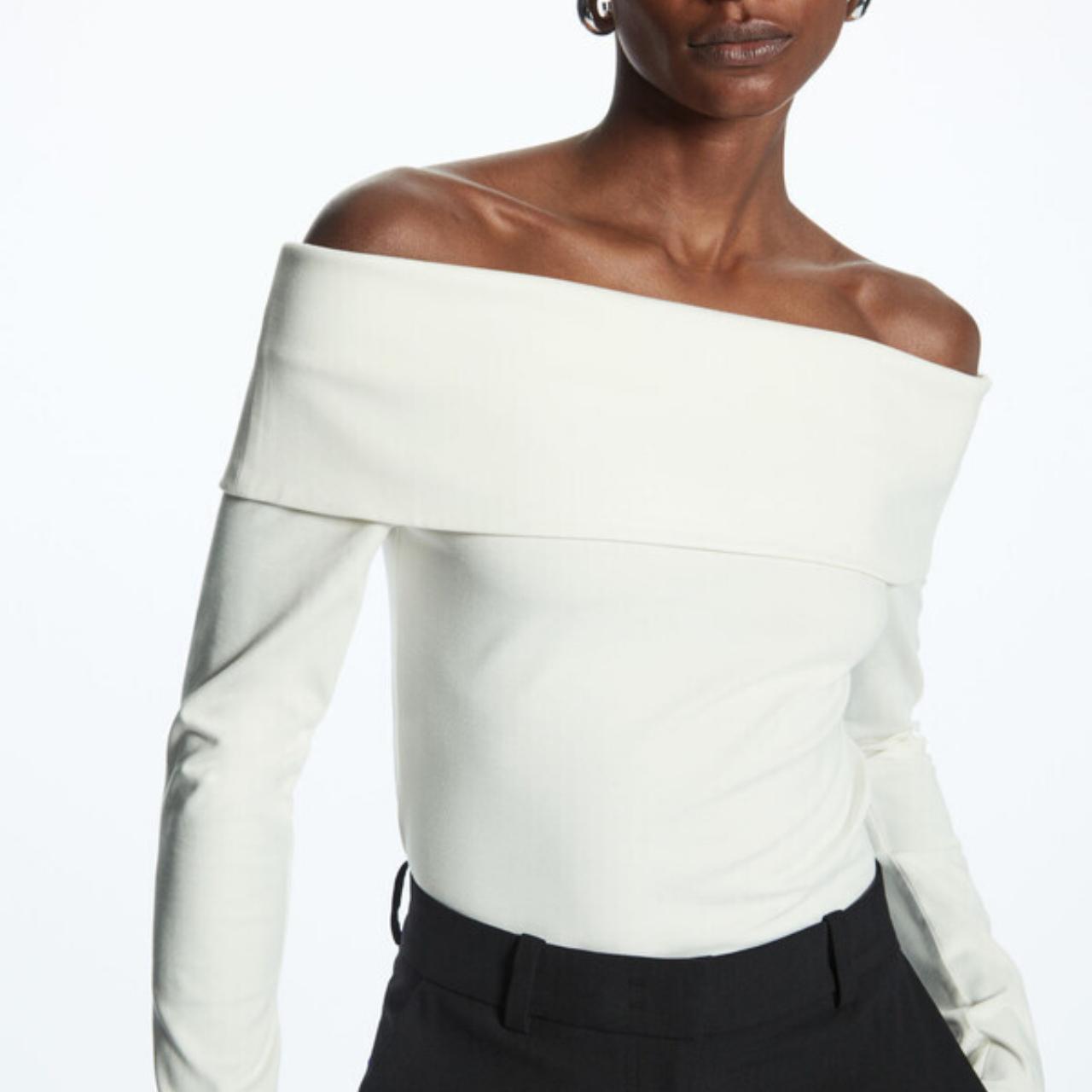 COS Off-The-Shoulder Long-Sleeved Top, Size XS,... - Depop