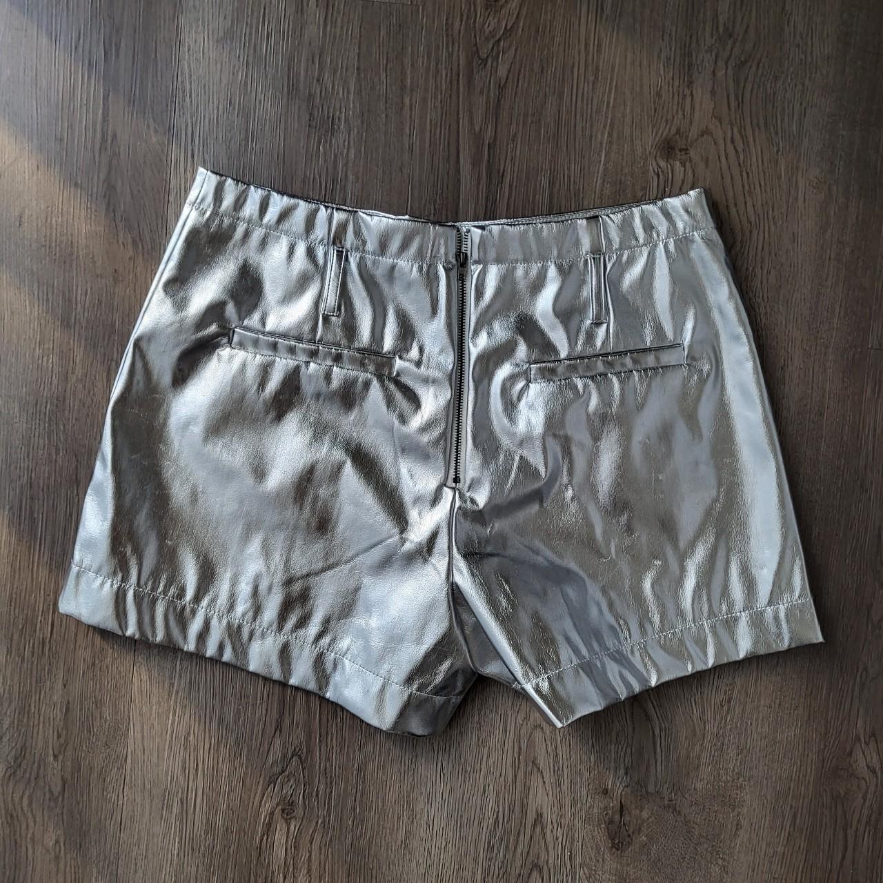 New Metallic Silver Shine Shorts. Cute for holiday... - Depop