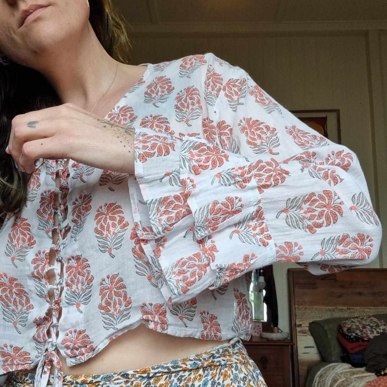 Super light and airy Tree of Life top. Tie up the... - Depop