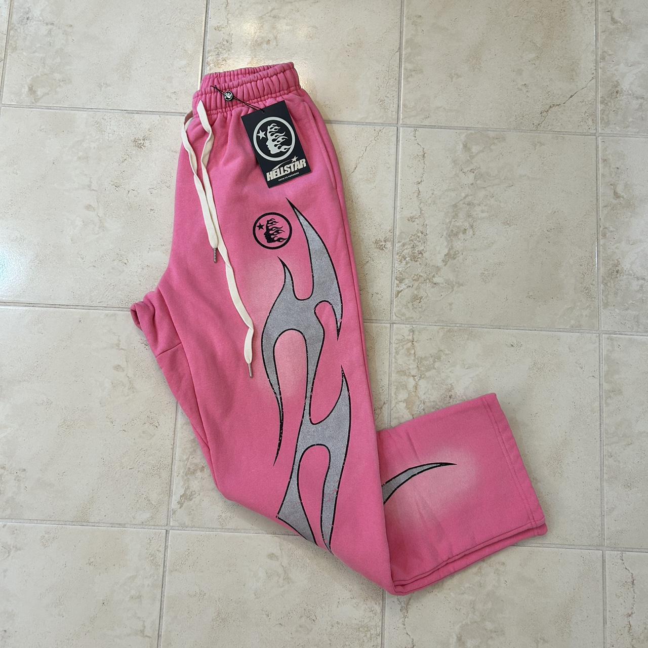 Hellstar Pink Flame Sweatpants Size Large Brand... - Depop