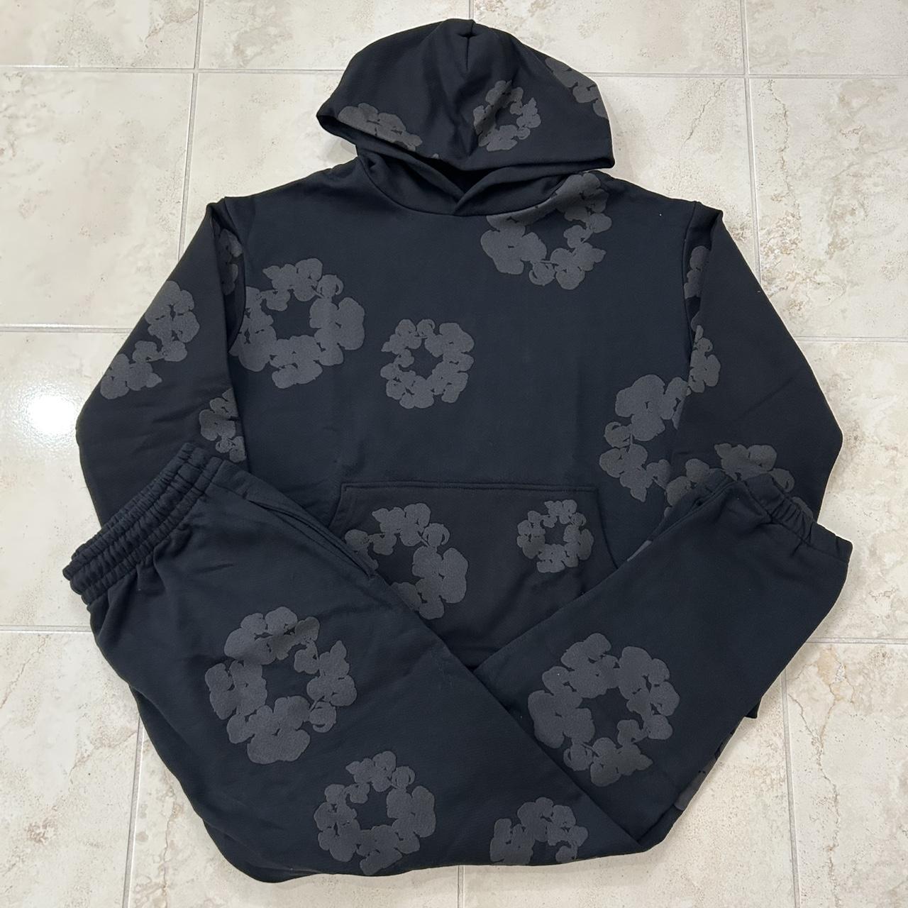 Denim Tears Cotton Wreath Monochrome Black Sweatsuit... | Depop