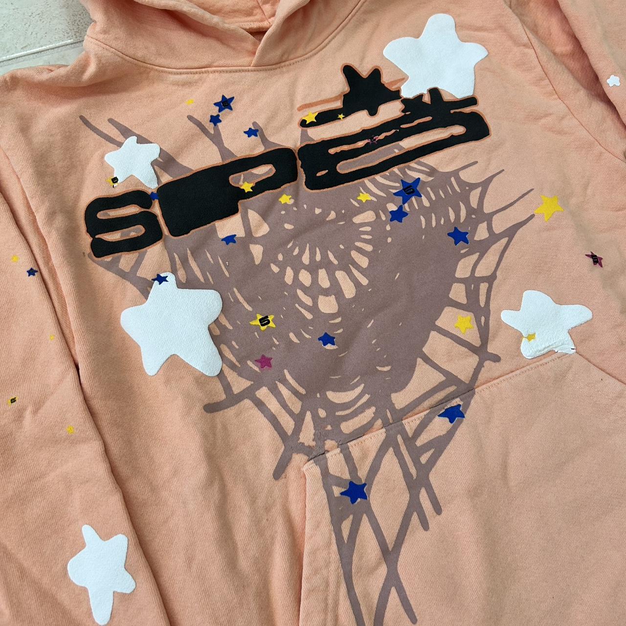 Sp5der Peach Bellini SP5 YSL Web Hoodie Size Small... - Depop