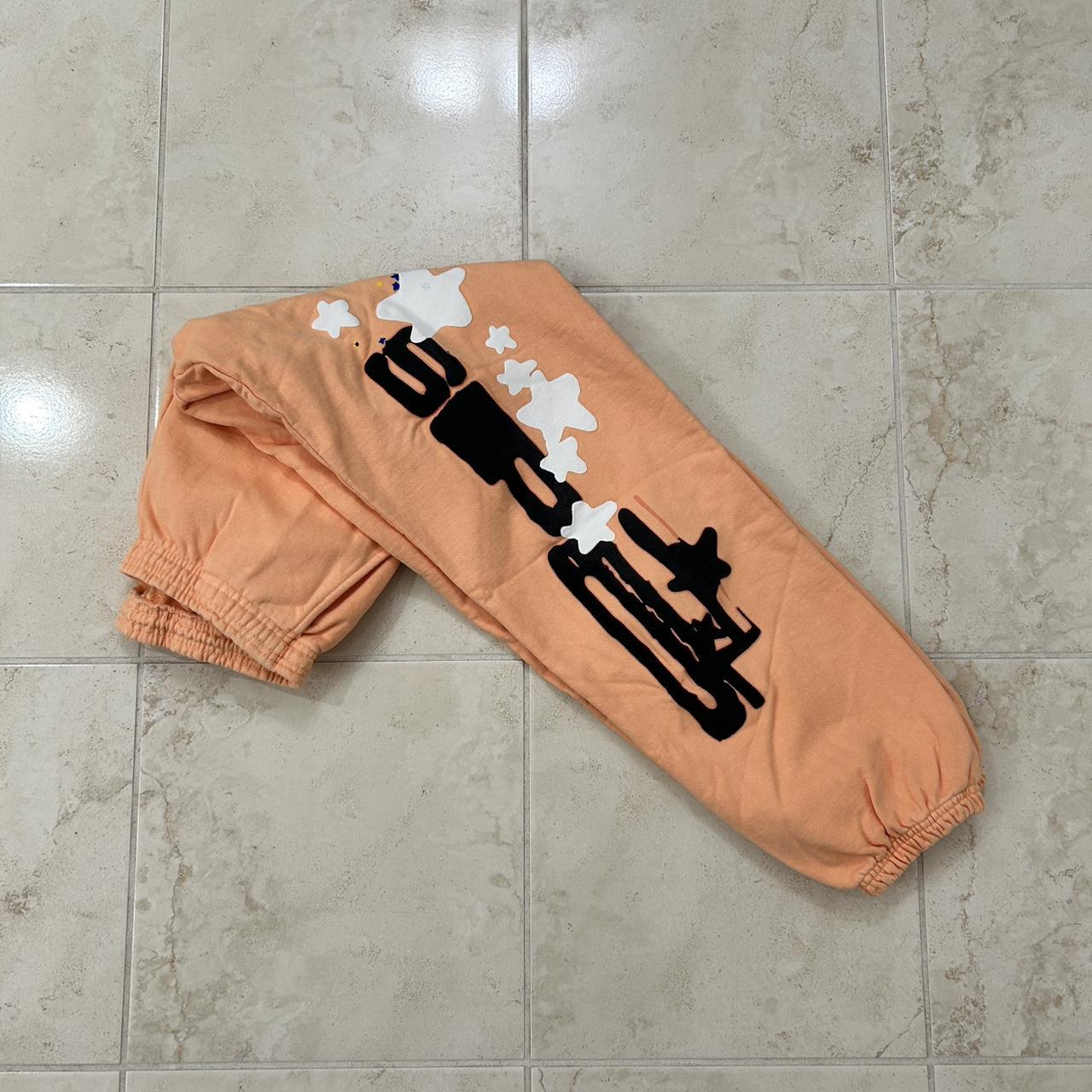 Sp5der Peach Bellini SP5 YSL Web Sweatpants Size... | Depop