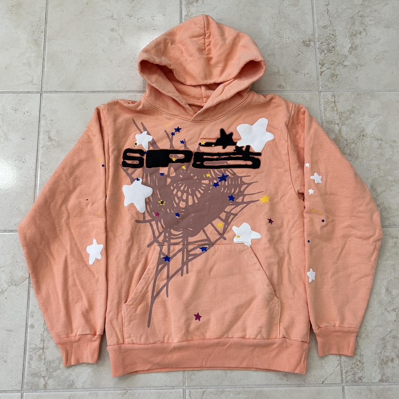 Sp5der Peach Bellini SP5 YSL Web Hoodie Size X-Large... | Depop