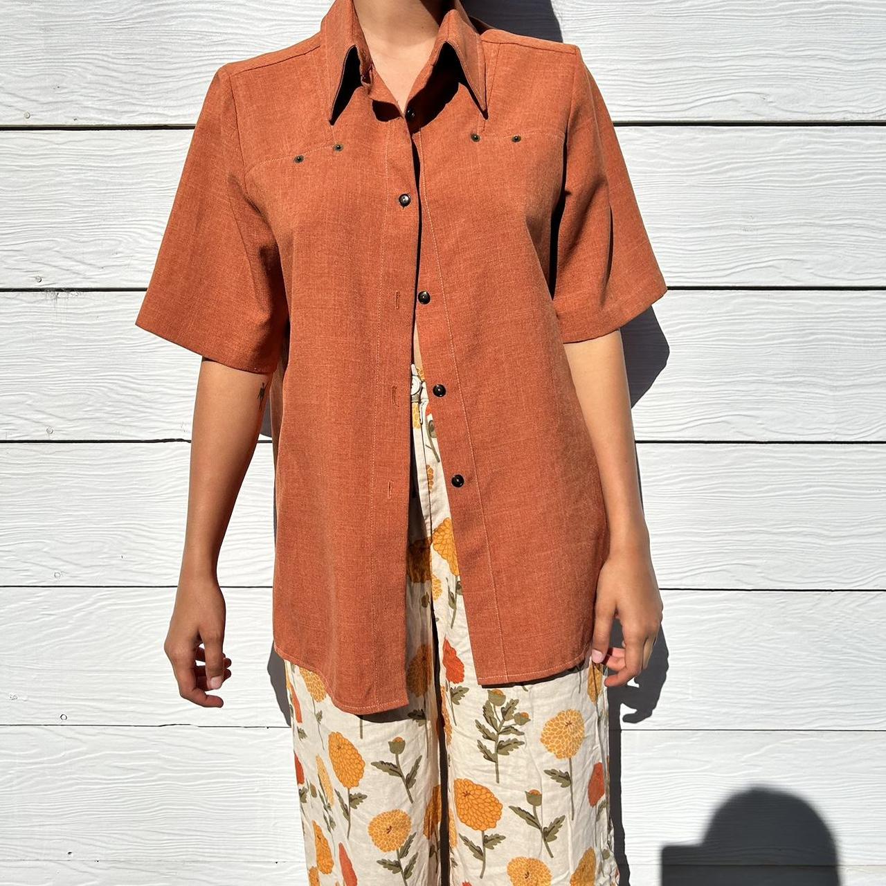 men’s orange button up - Depop
