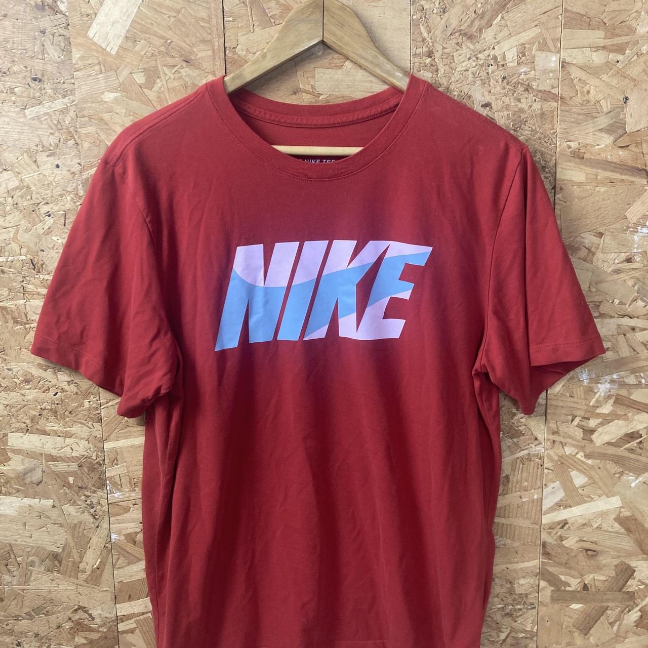 Vintage Y2K Nike red swoosh in logo t-shirt size... - Depop