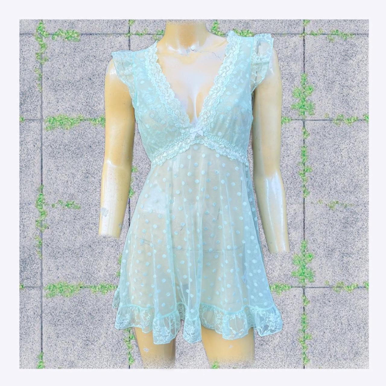 Light Turquoise Sheer Mini Good Condition No Major... - Depop