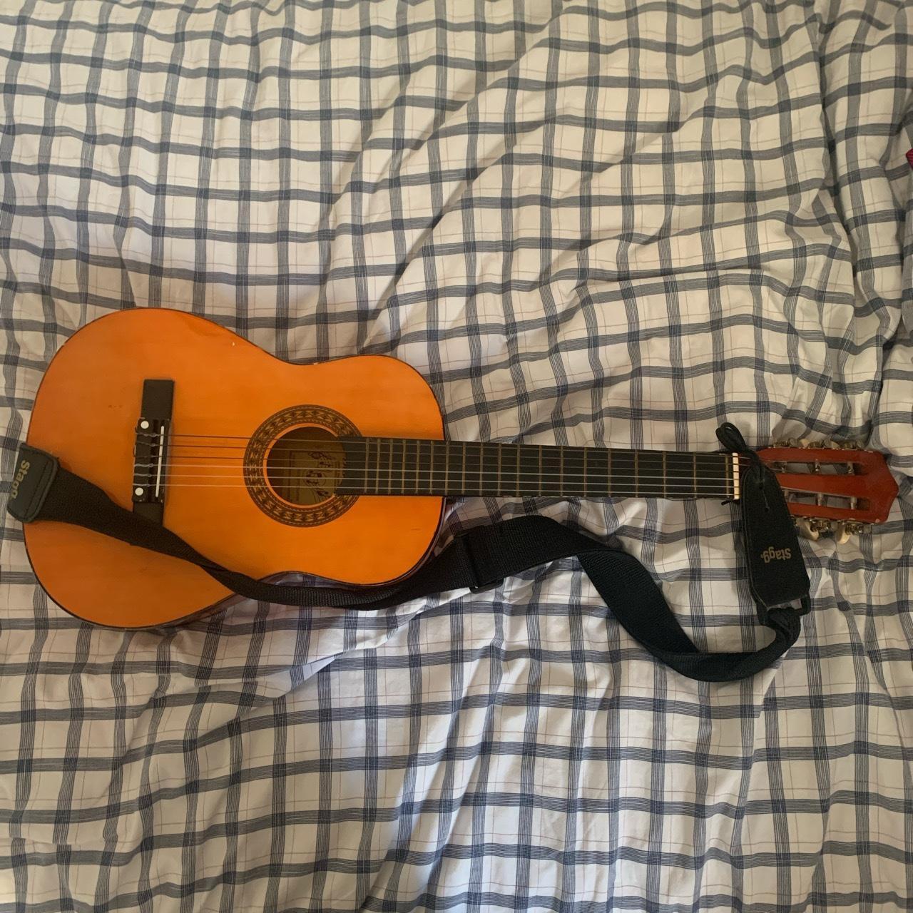 Burswood acoustic guitar 1.05kg comes with a strap... - Depop