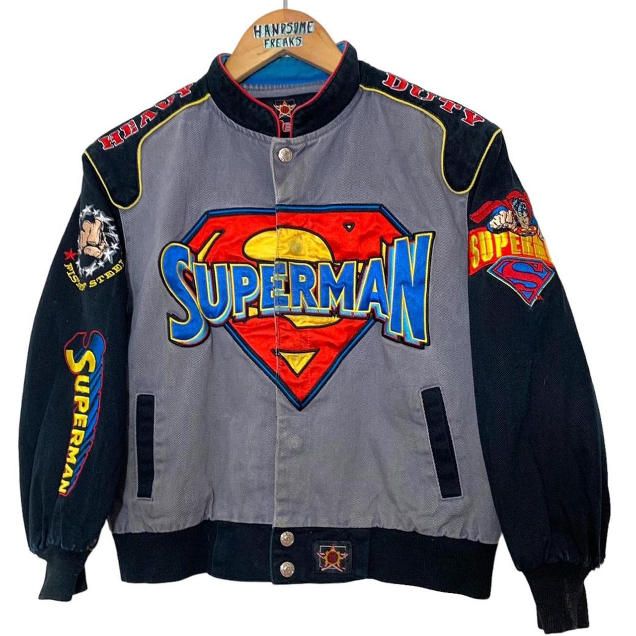 00s JH Design Superman Kids Racing Jacket - Black &... - Depop
