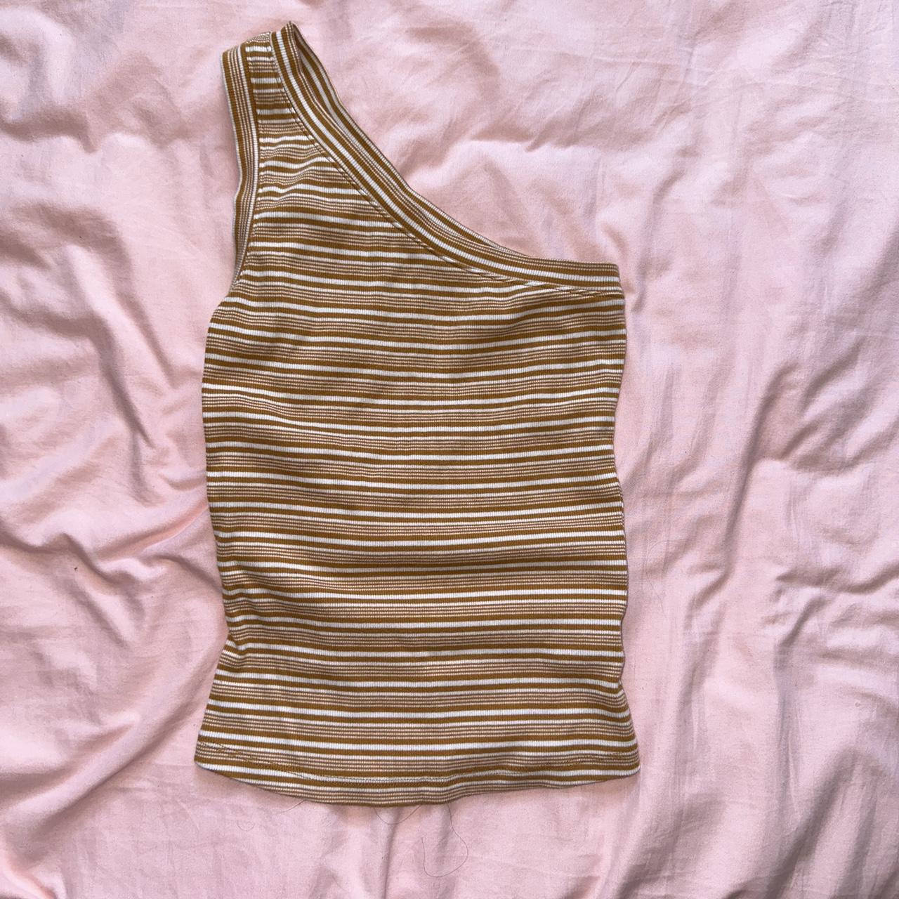 Striped tank top one shoulder tightly fitted - Depop