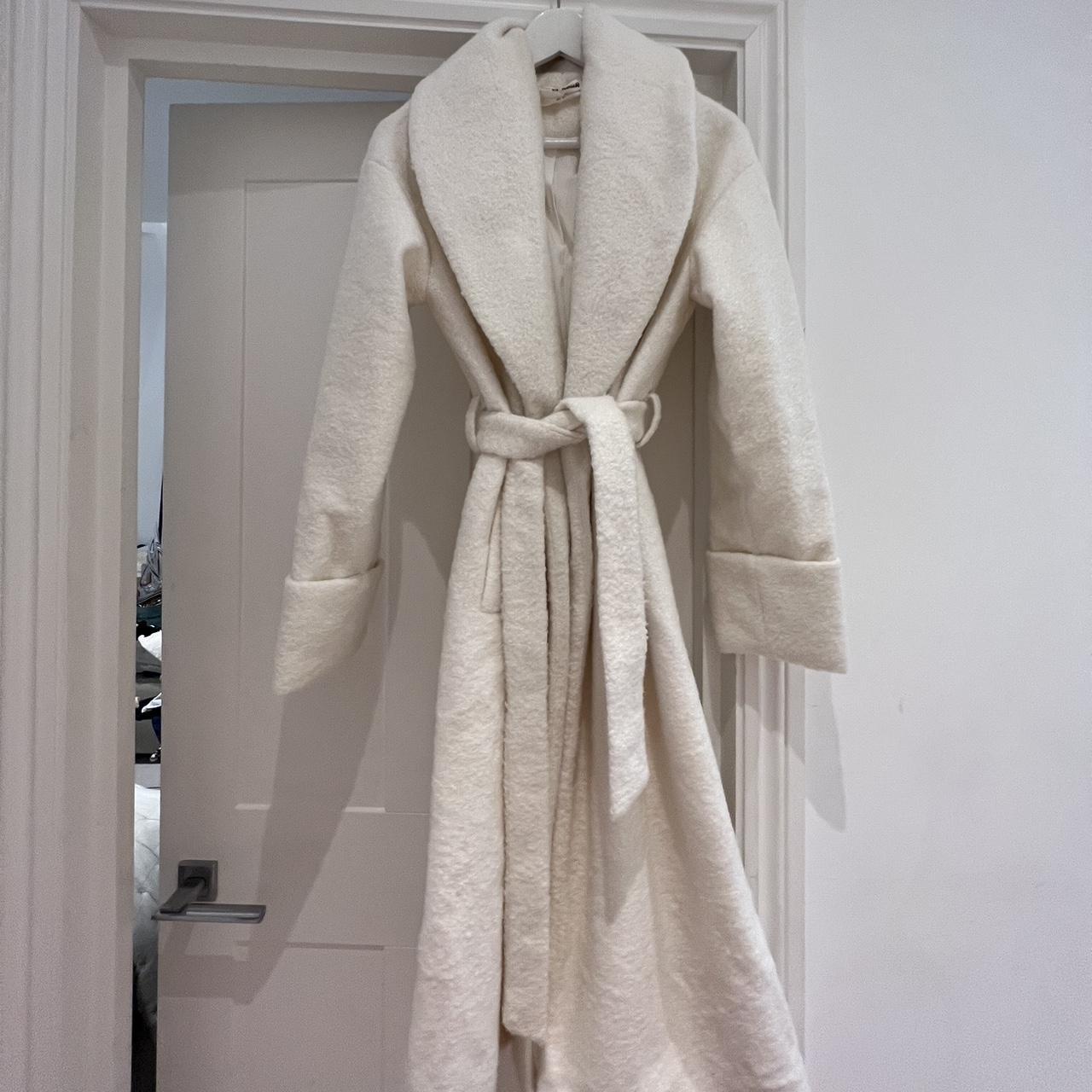 4th & Reckless White Borg Coat with Tie. Worn once 🤍... - Depop