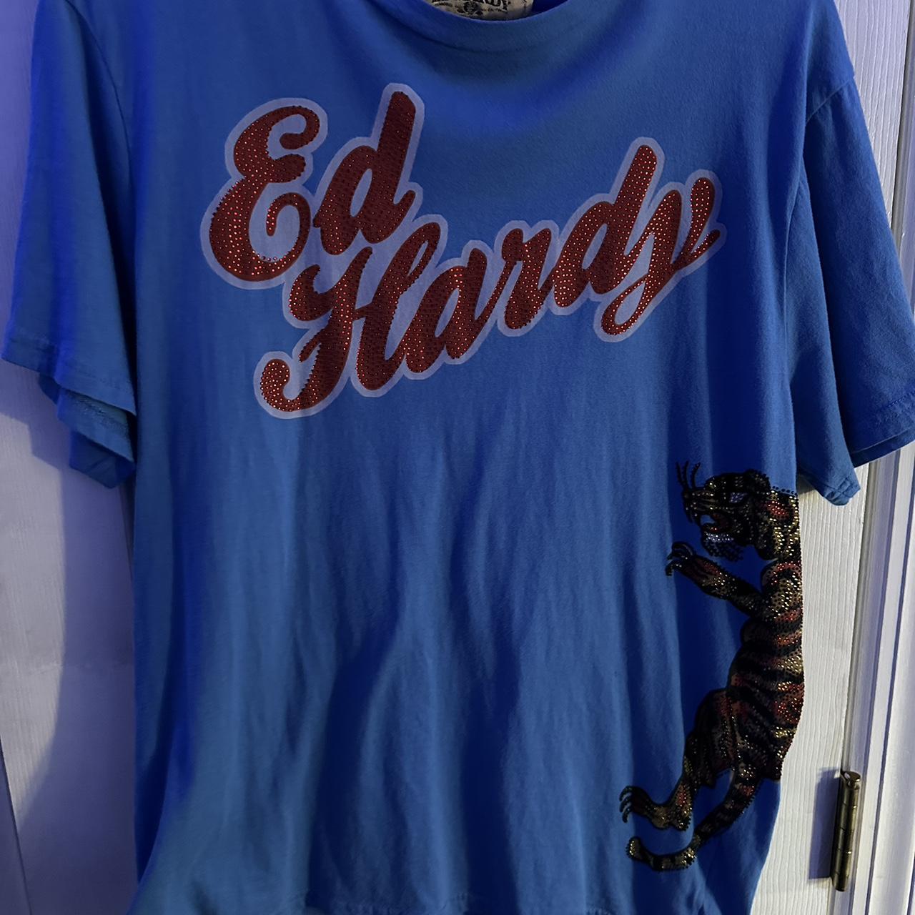 Ed hardy graphic tee w rhinestones and super cool... - Depop