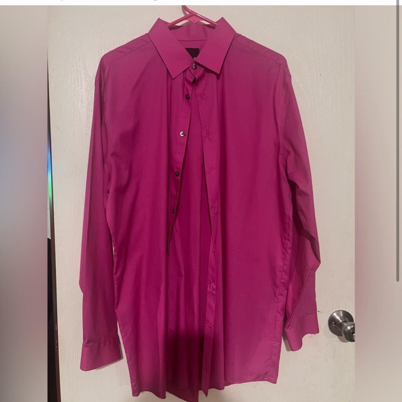 Men’s J. Ferrar Slim Fit Dress Shirt Dark pink - Depop