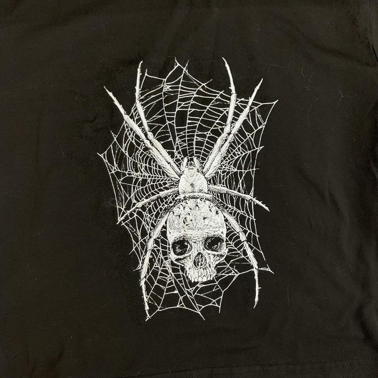GOTH SKULL CROP TOP SPIDER WEBS GRAPHIC 🖤🖤 Never... - Depop