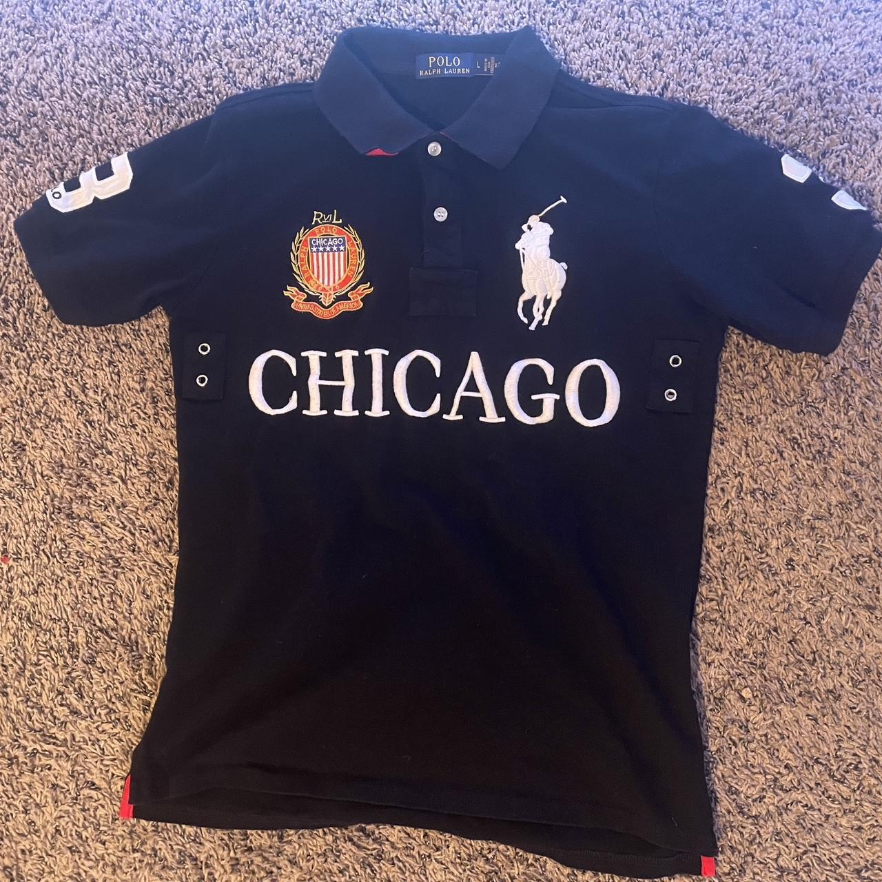 Black polo Ralph Lauren Chicago shirt | Depop