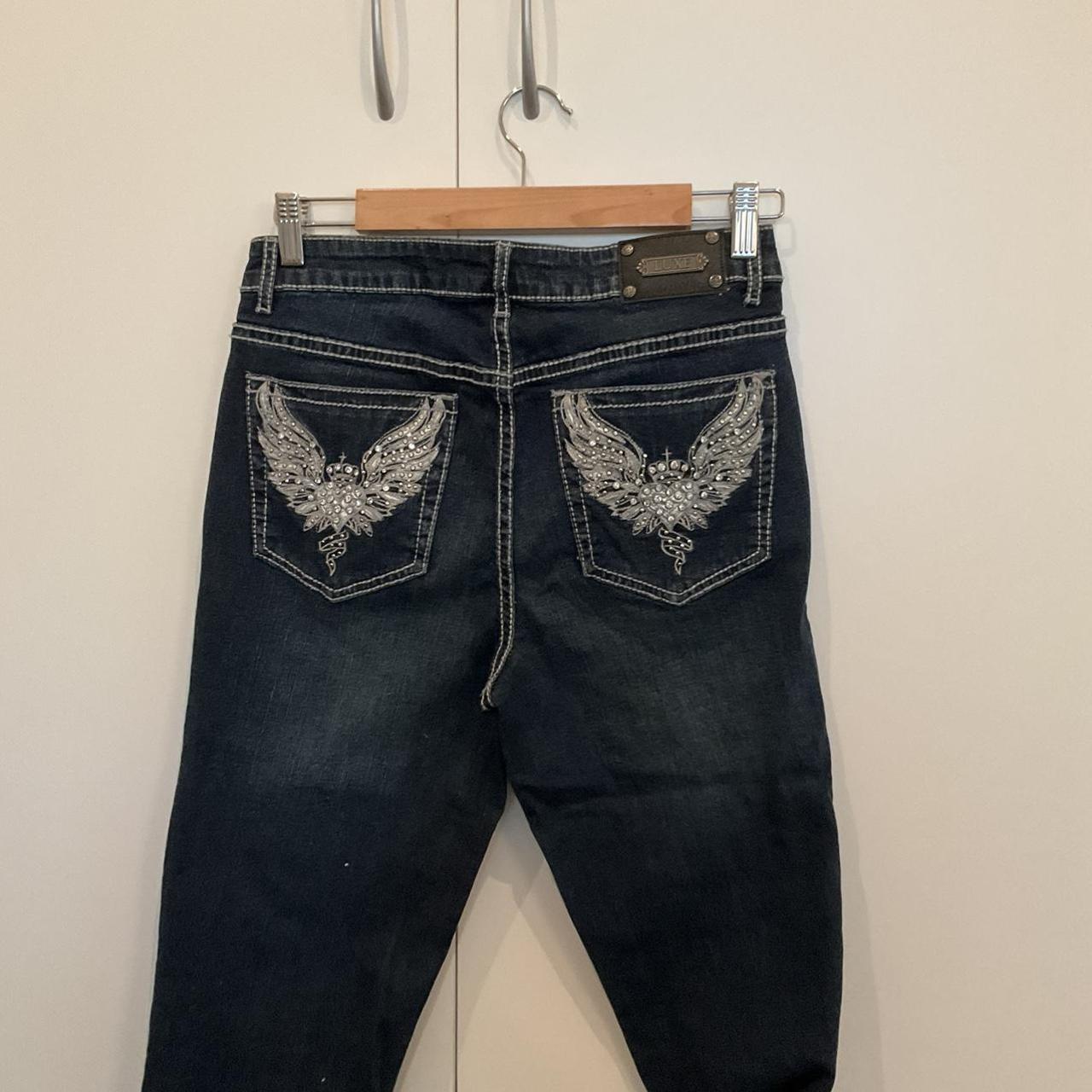 The most insane pair of bedazzled back pocket jeans!... - Depop