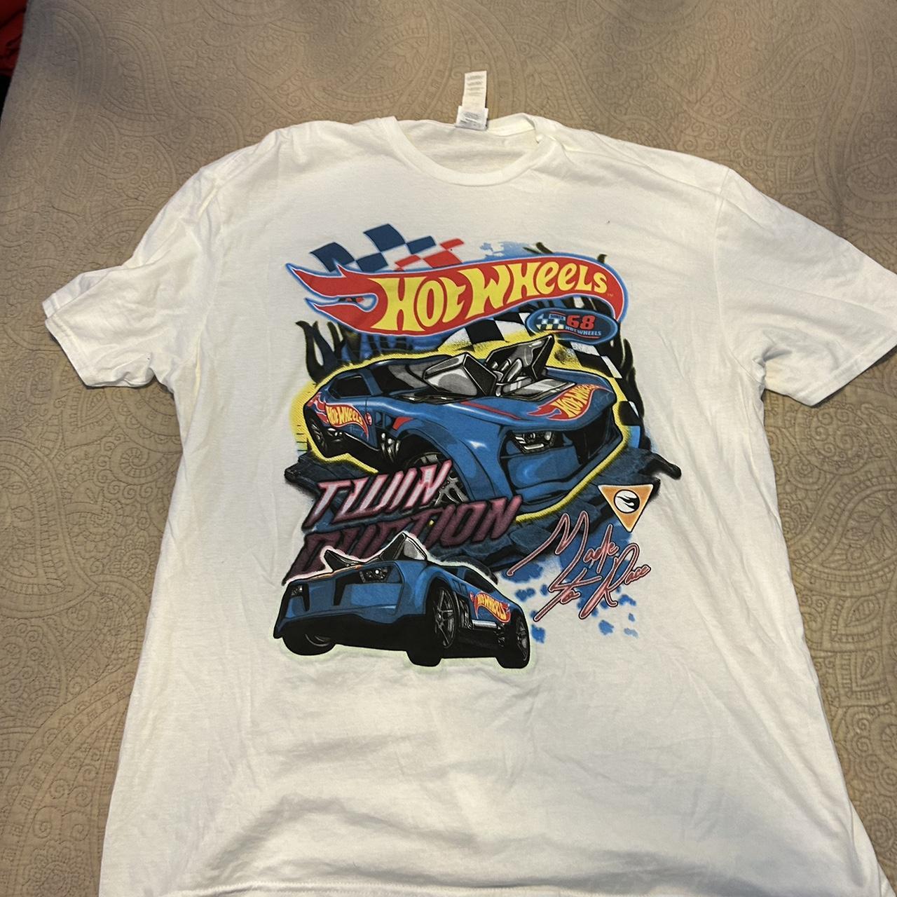 Hot Wheels T shirt, worn 1x, sz L but is... - Depop