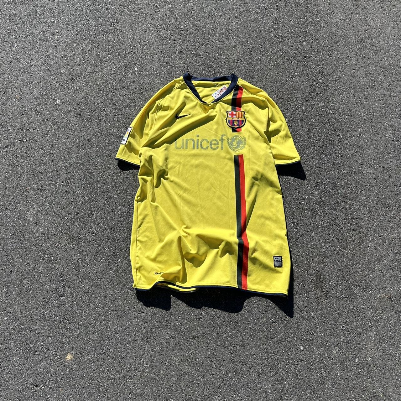 Vintage NIKE FC BARCELONA Yellow and Red Soccer... | Depop