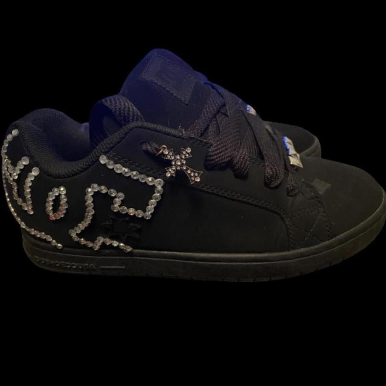 all black rhinestone dc shoes comes without... - Depop