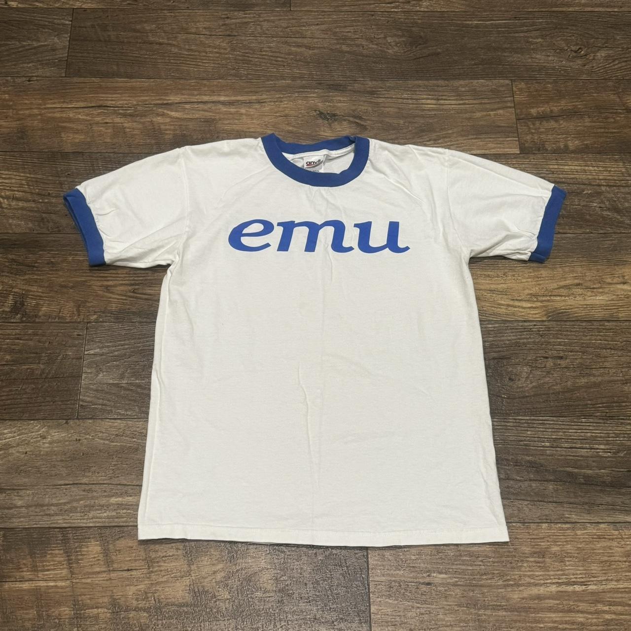 Vintage White & Blue Ringer T-Shirt. (Size M). See... - Depop