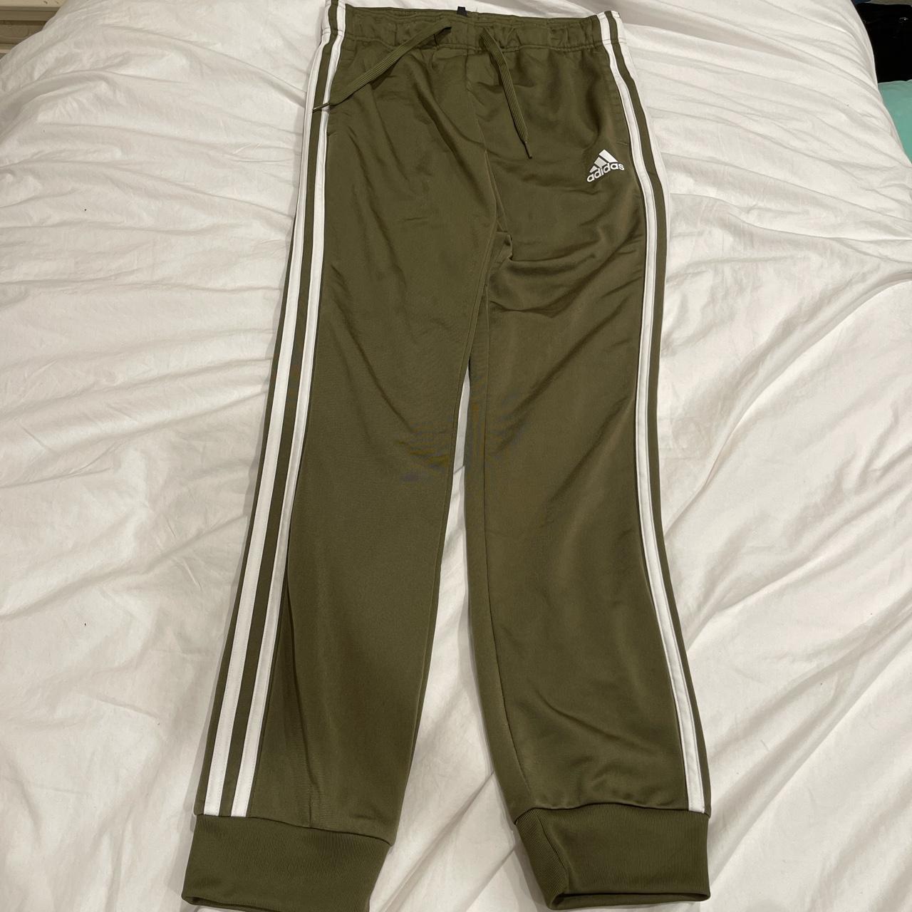adidas olive sweats with adjustable waist and... - Depop