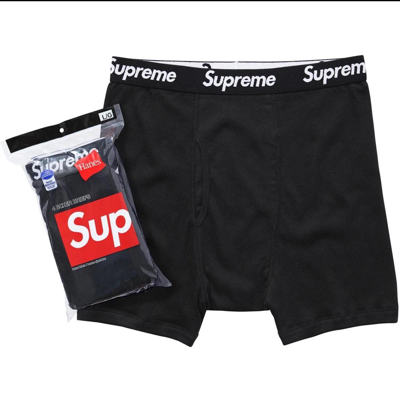 Black supreme x Hanes boxers brand new 10 in stock... | Depop