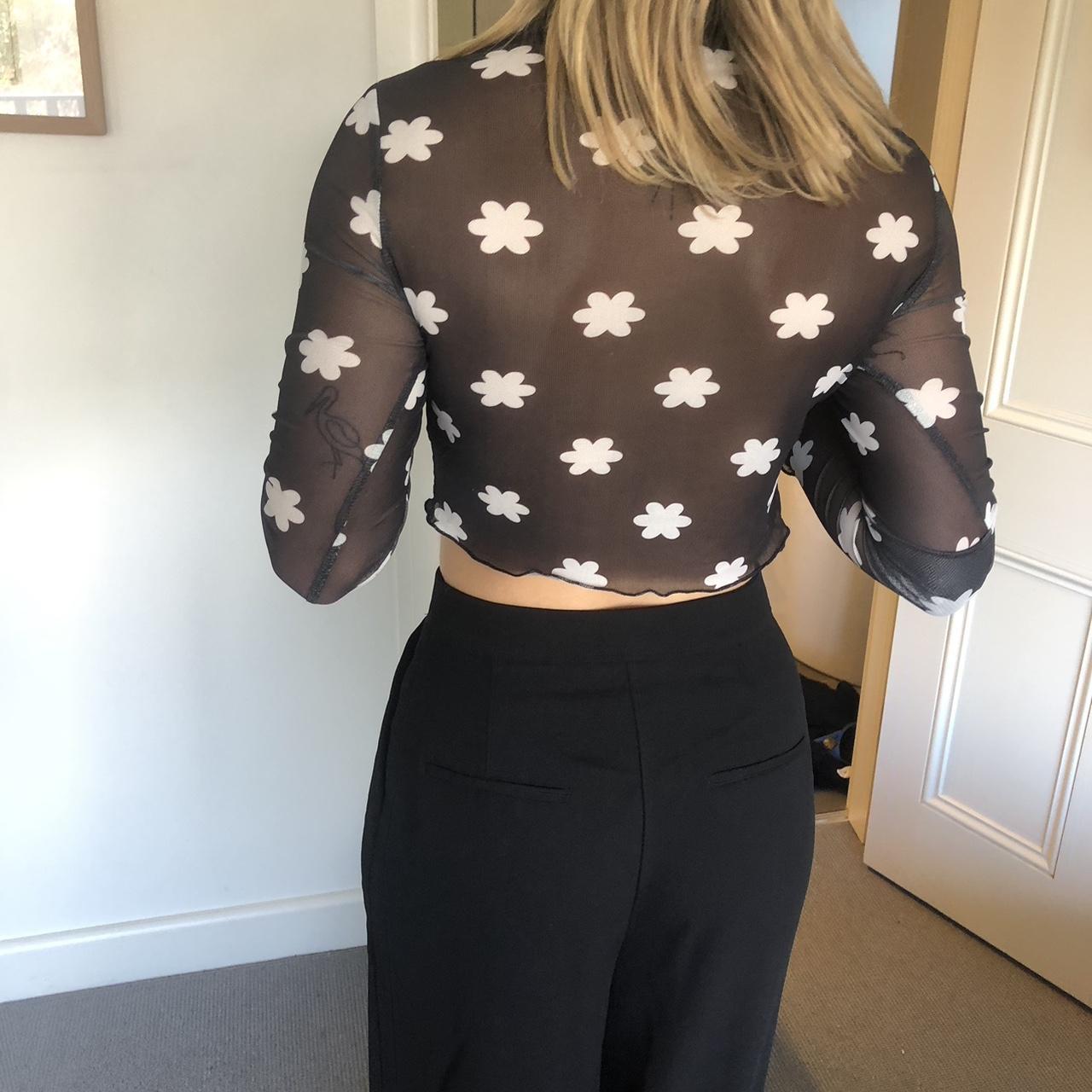 Button up see through crop top Worn a handful of... - Depop