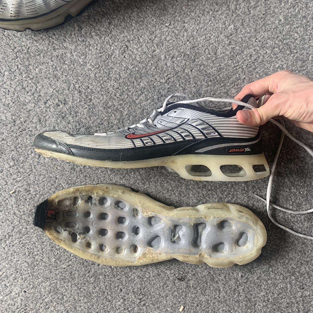 BROKEN - Nike air max 360 silver size 11. Sole has... - Depop