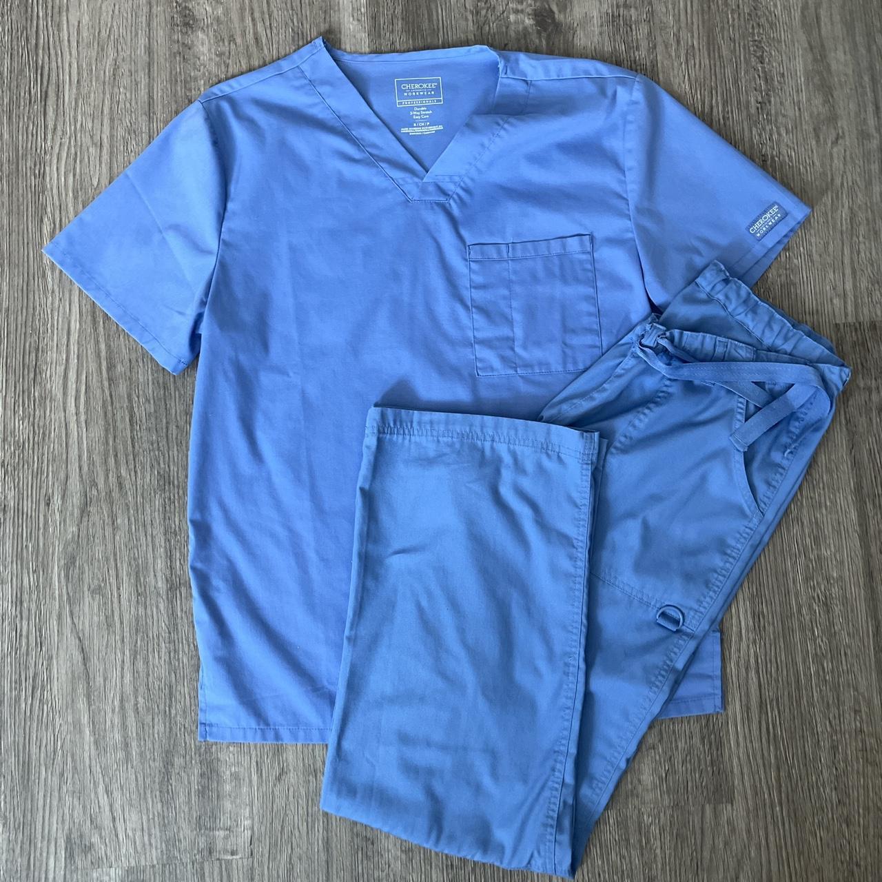 Cherokee Workwear - ceil blue scrub top and bottom.... - Depop