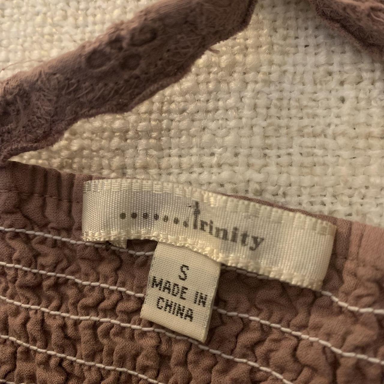 Trinity Anthropologie Brown floral eyelet... - Depop