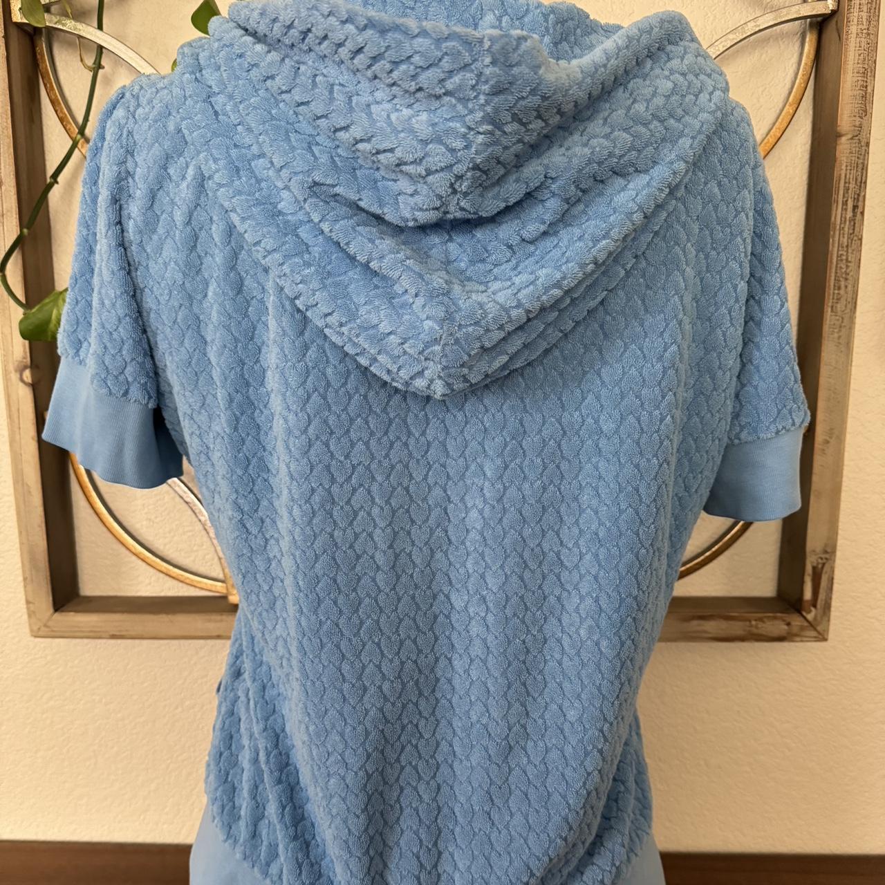 Juicy Couture Blue terry heart short sleeve zip up... - Depop