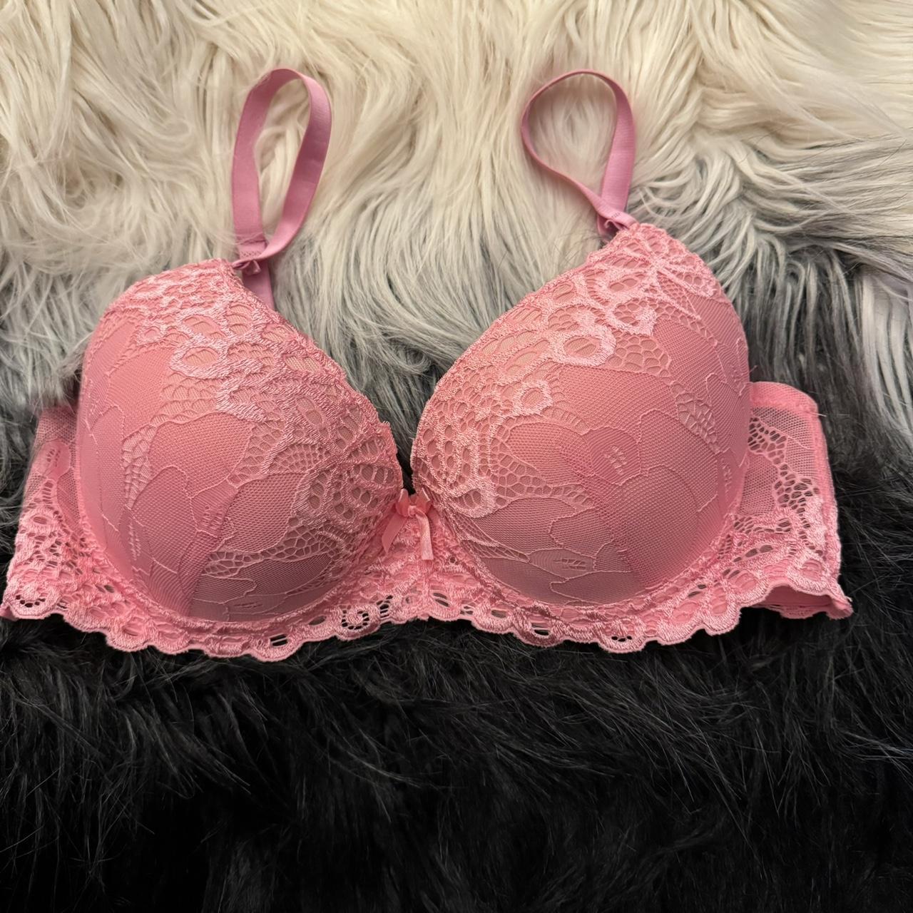 Pink Lacey bra Hush Push up bra size 36C Get the... - Depop