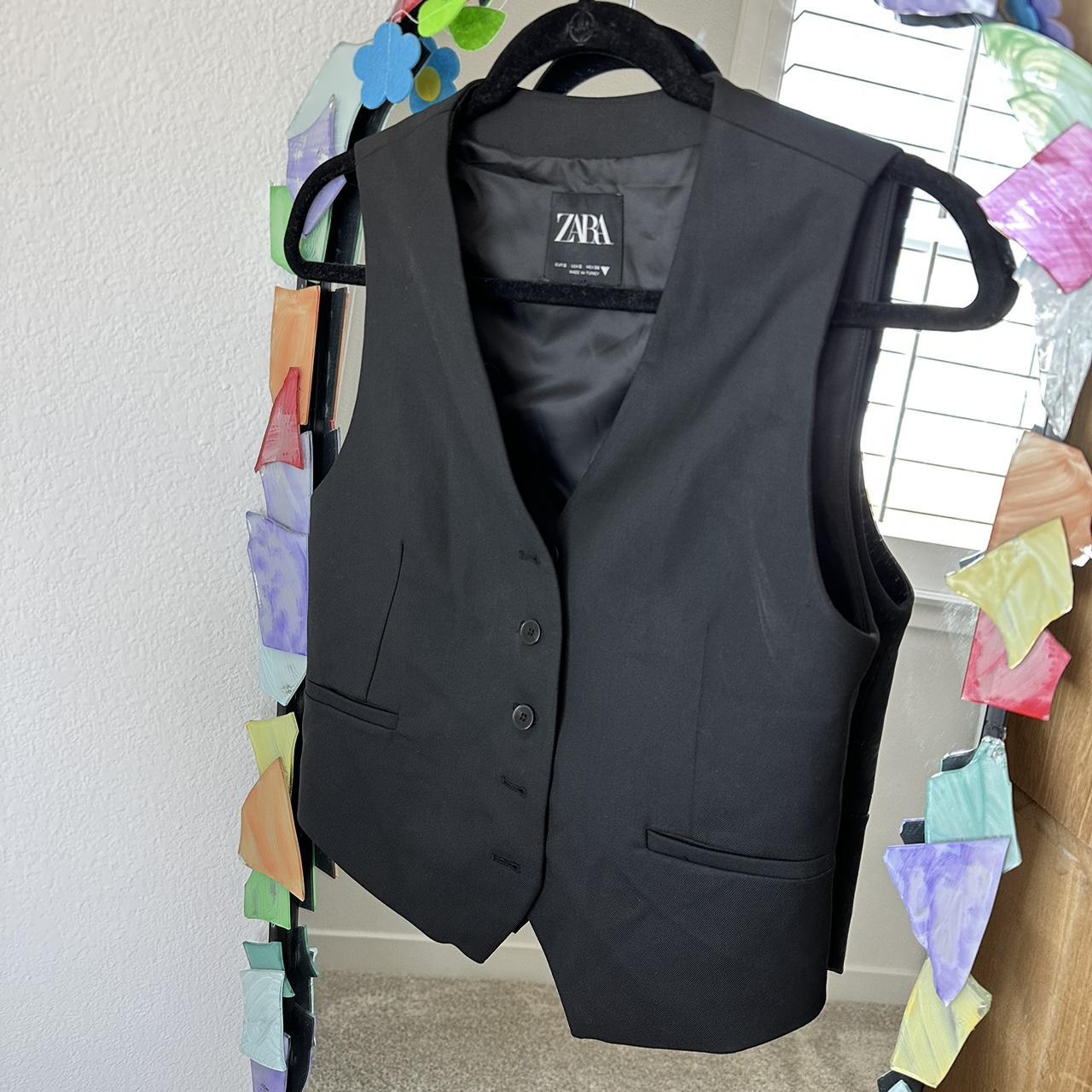 Zara button down black vest #zara #blackvest #vest... - Depop