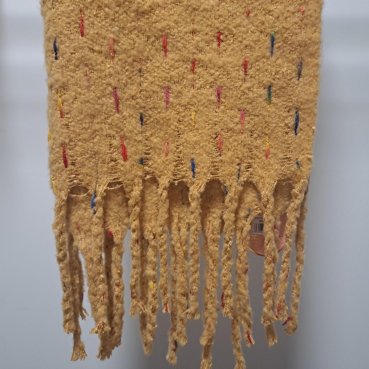 Powder scarf-mustard with multi colours blended... | Depop