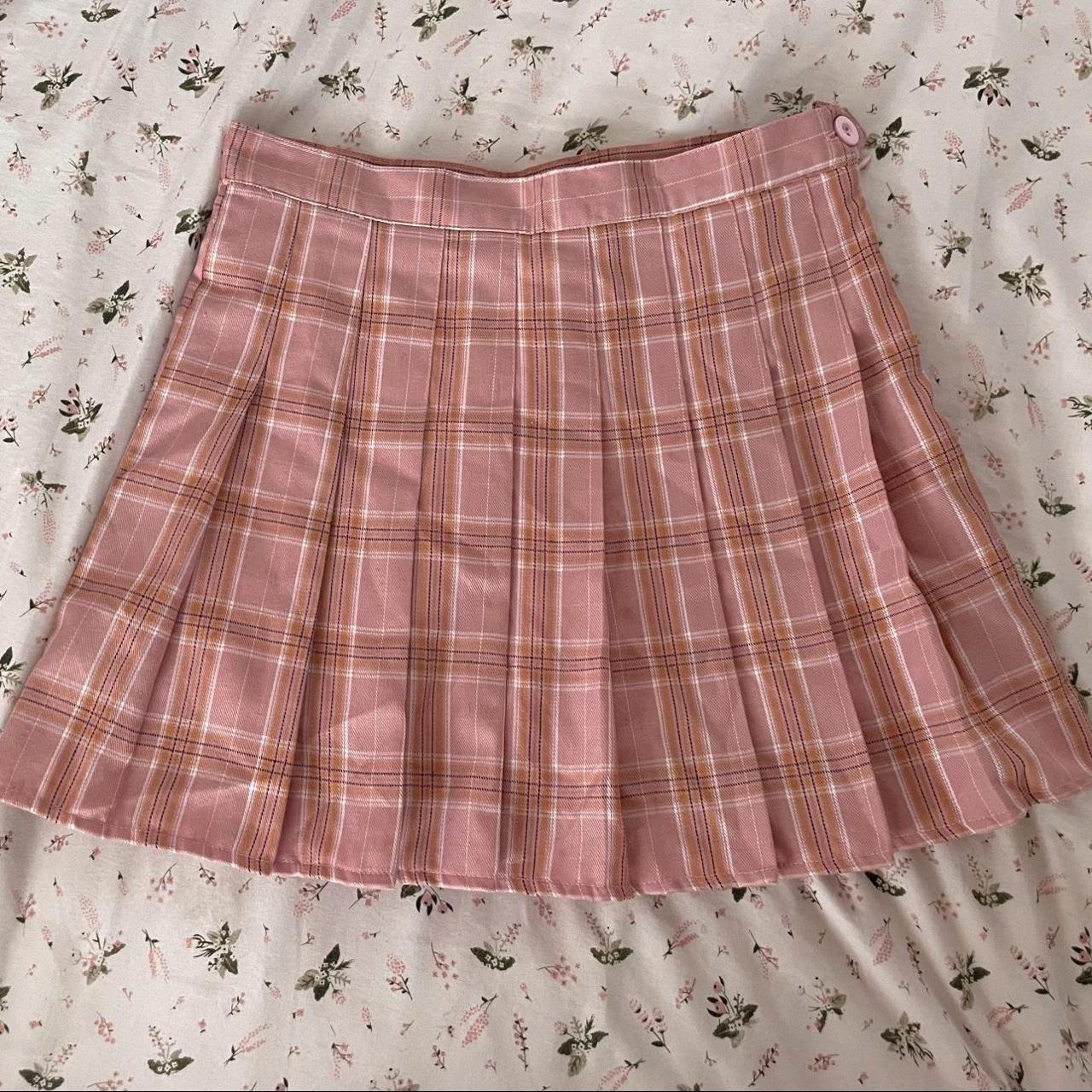 Pink Plaid Mini Skirt💞 Barely Worn Brand Is Called Depop