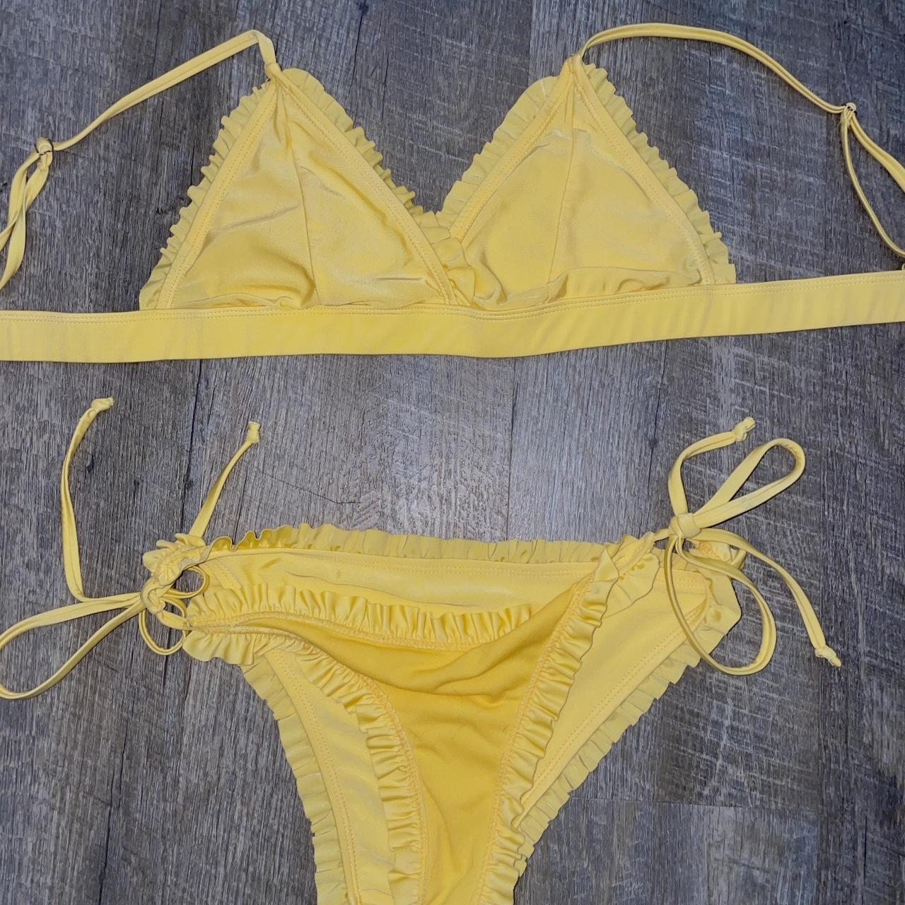 yellow cute bikini set #bikini #set #yellow - Depop