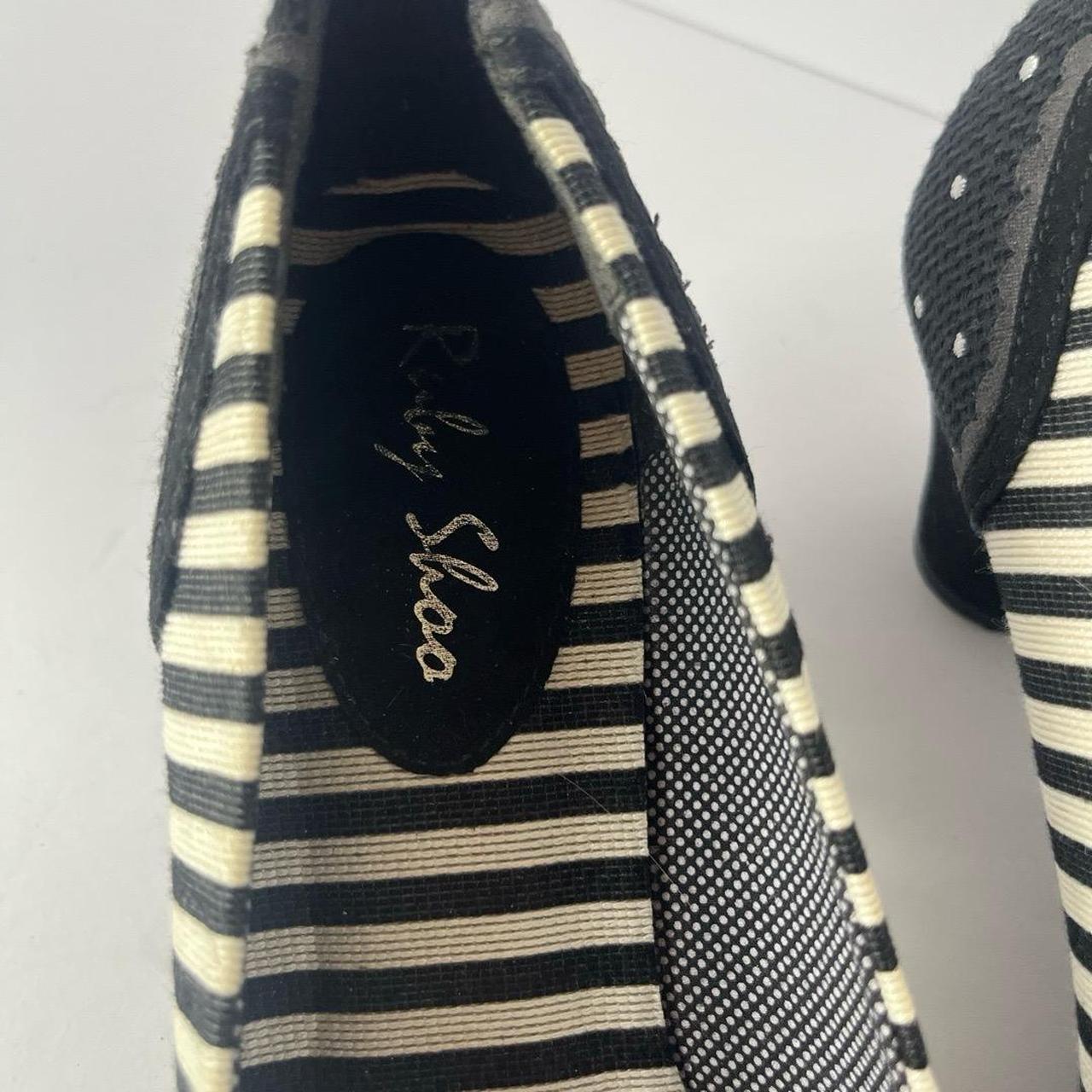 Ruby Shoo Black White Striped Pattern Polka Dot... | Depop