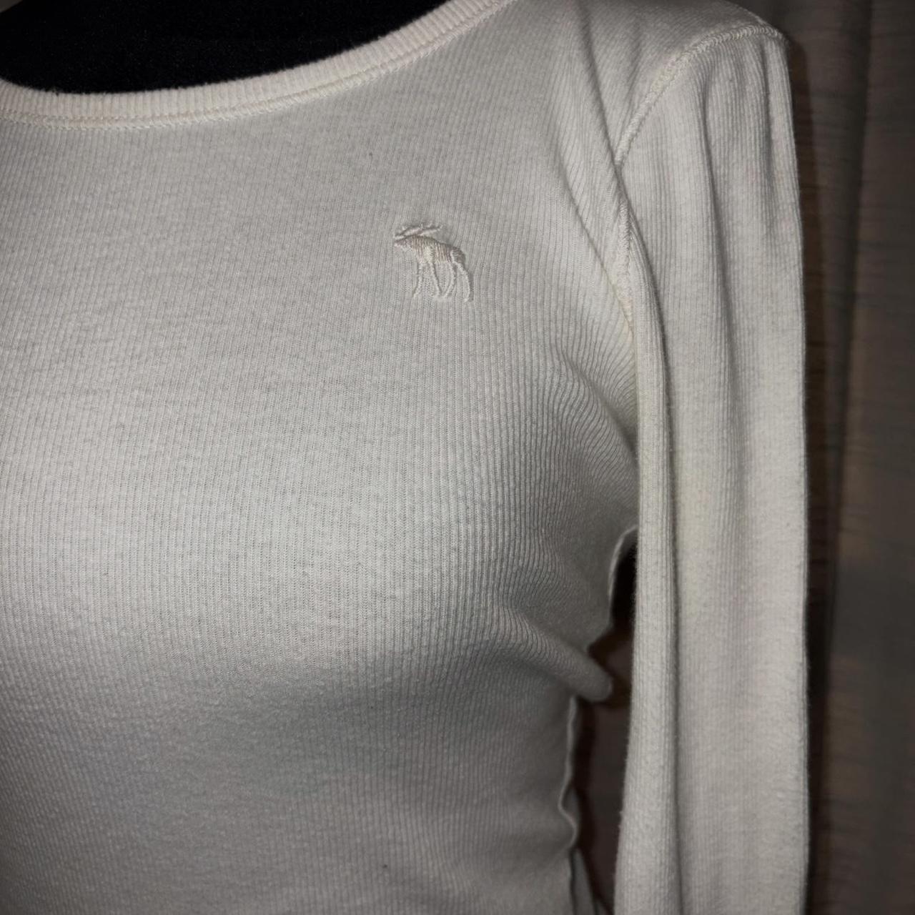 Vintage White Abercrombie & Fitch long sleeve top... - Depop