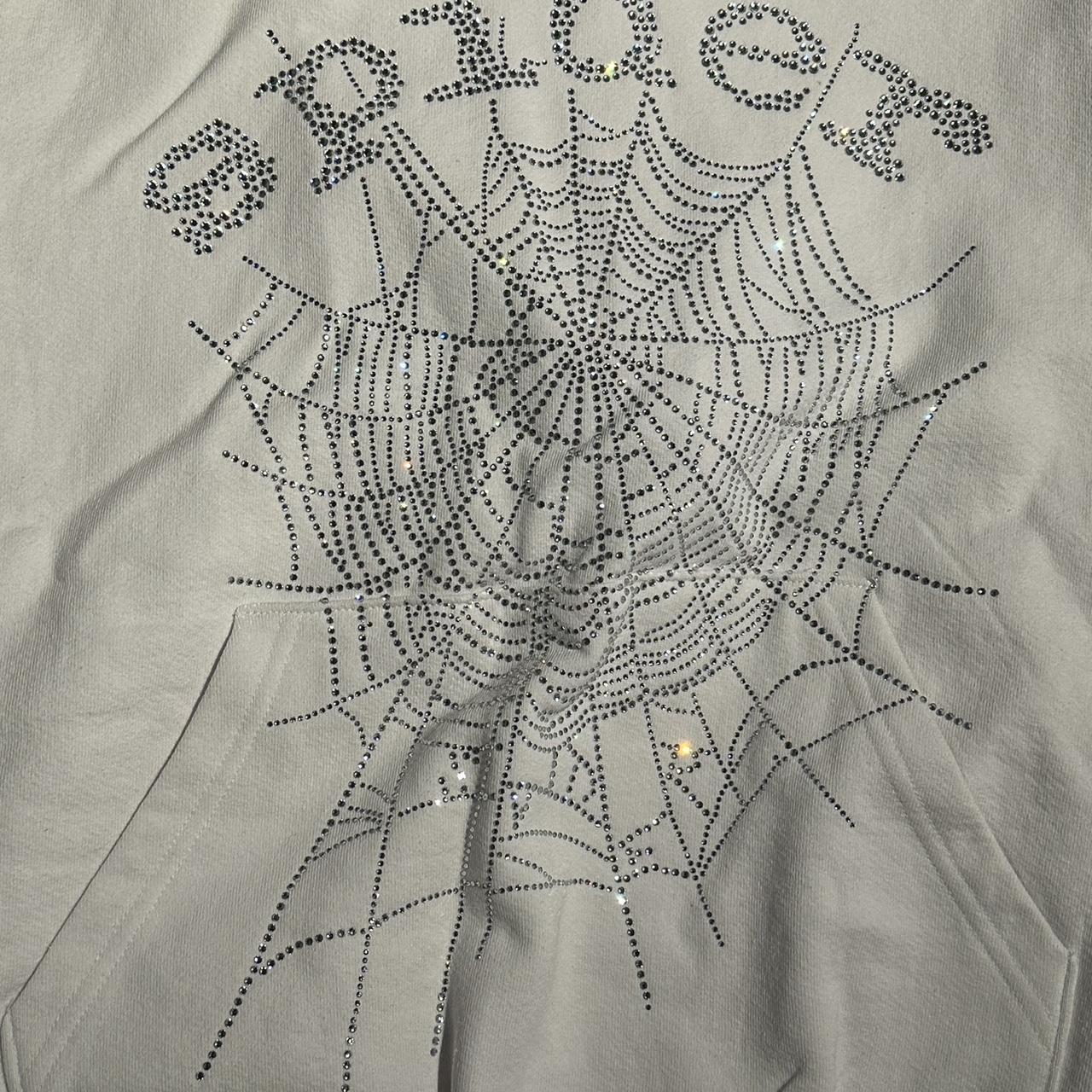Spider worldwide white rhinestone hoodie AUTHENTIC... - Depop